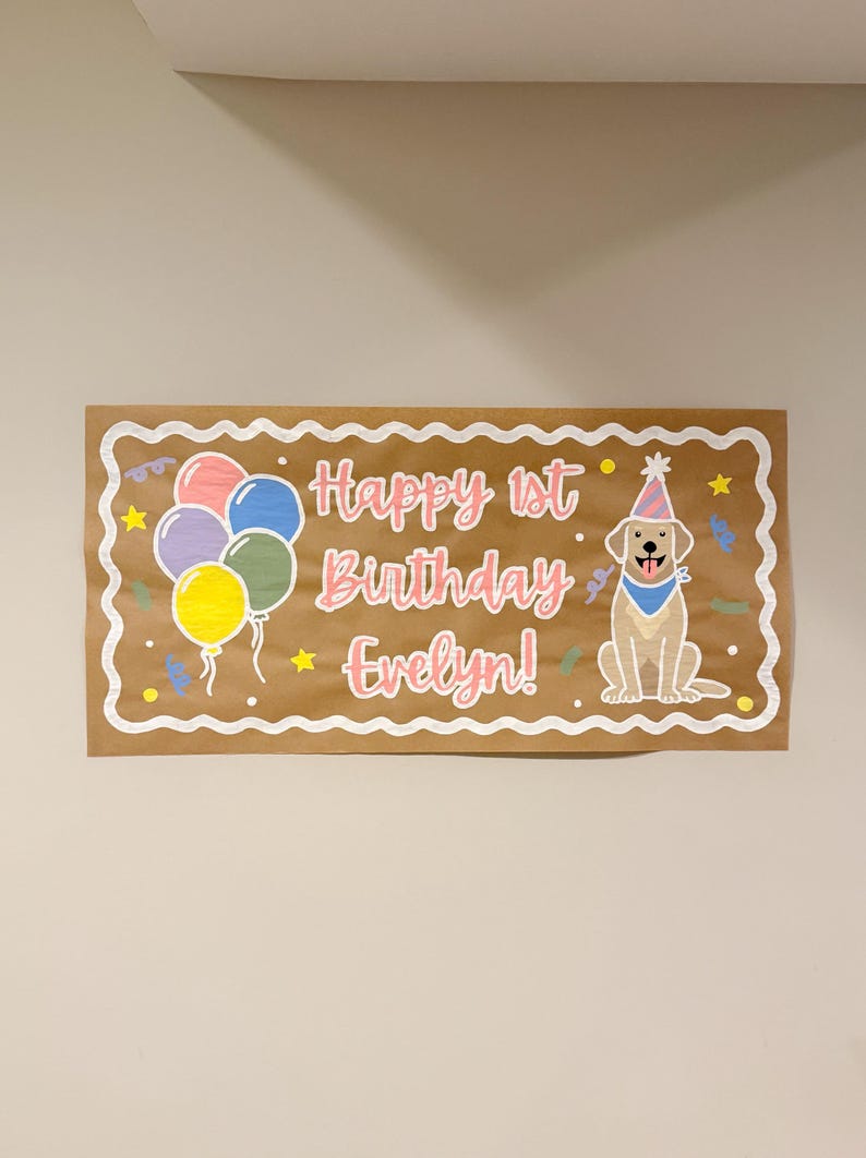 CUSTOM Hand Painted Brown Paper Birthday Banner - Etsy