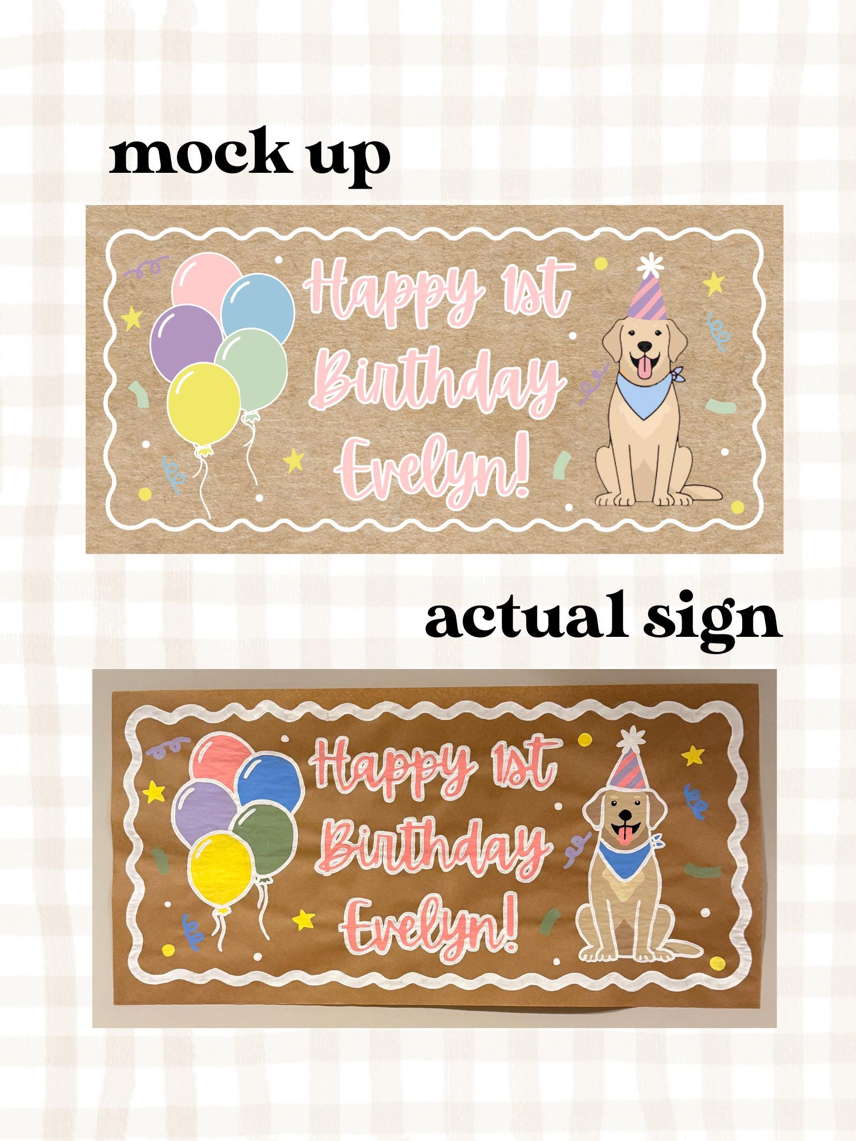 CUSTOM Hand Painted Brown Paper Birthday Banner - Etsy