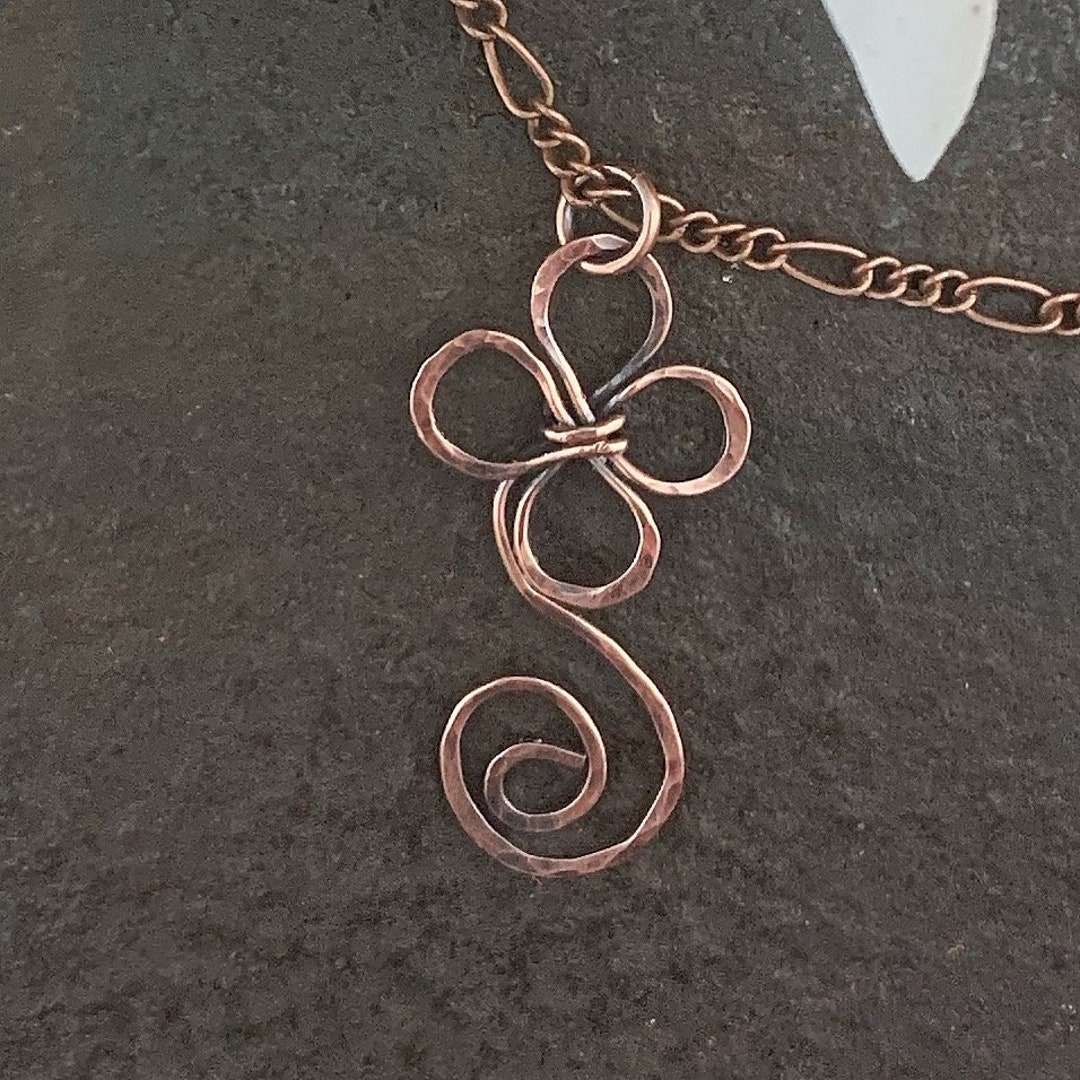 Copper Four Leaf Clover Pendant, 4 Leaf Clover Necklace, Copper Pendant ...