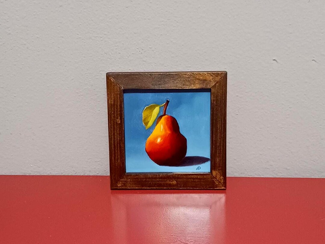 Pear Oil Painting Small Still Life Art on Board - Etsy