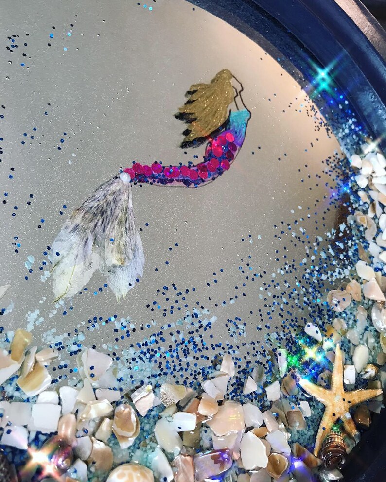 Mermaid Art Mirror Art Mixed Media Ocean Art Resin Art | Etsy