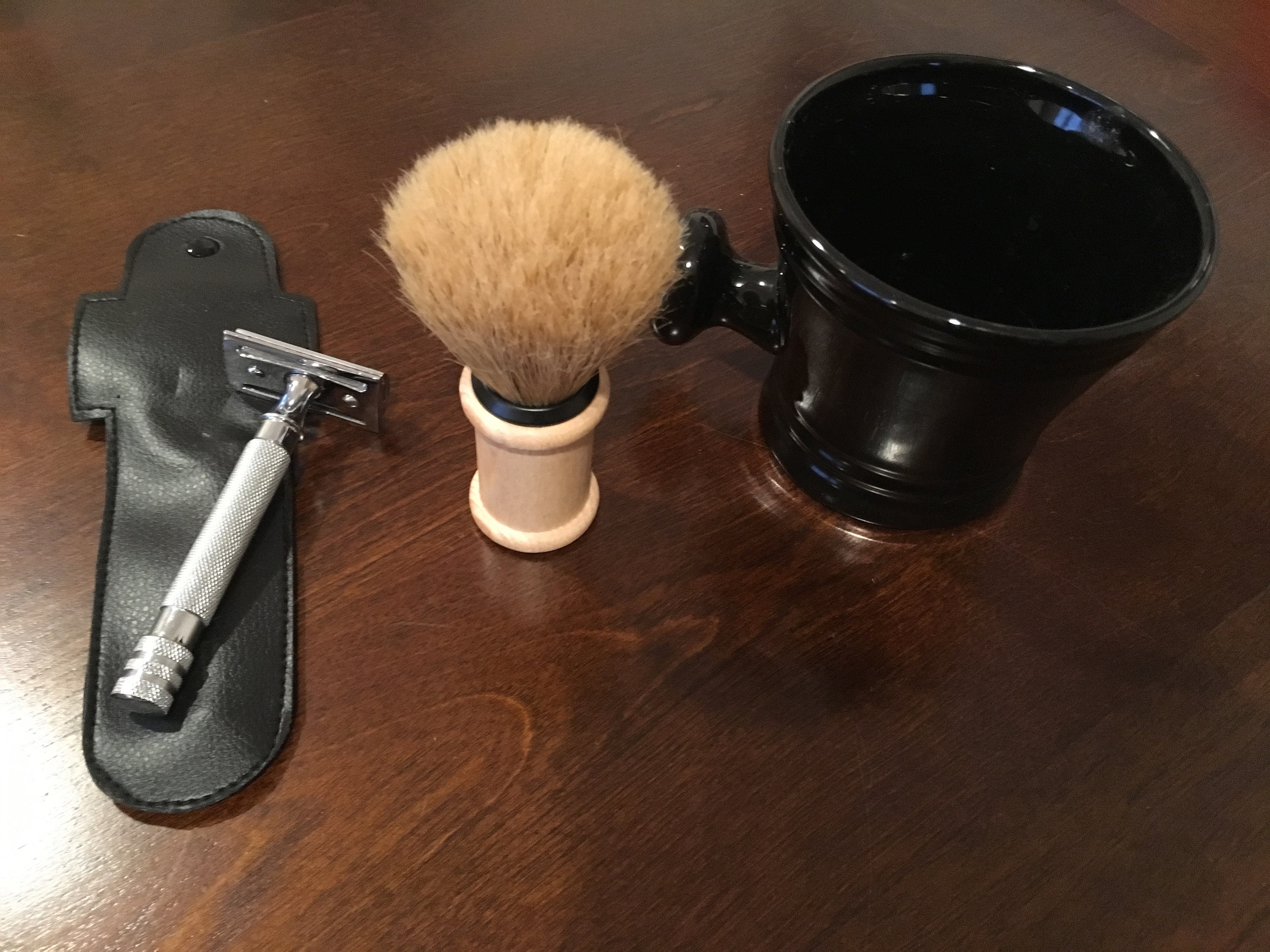 Classic Samurai Shaving Gift Set (metal Razor, Wood Brush, Porcelain ...