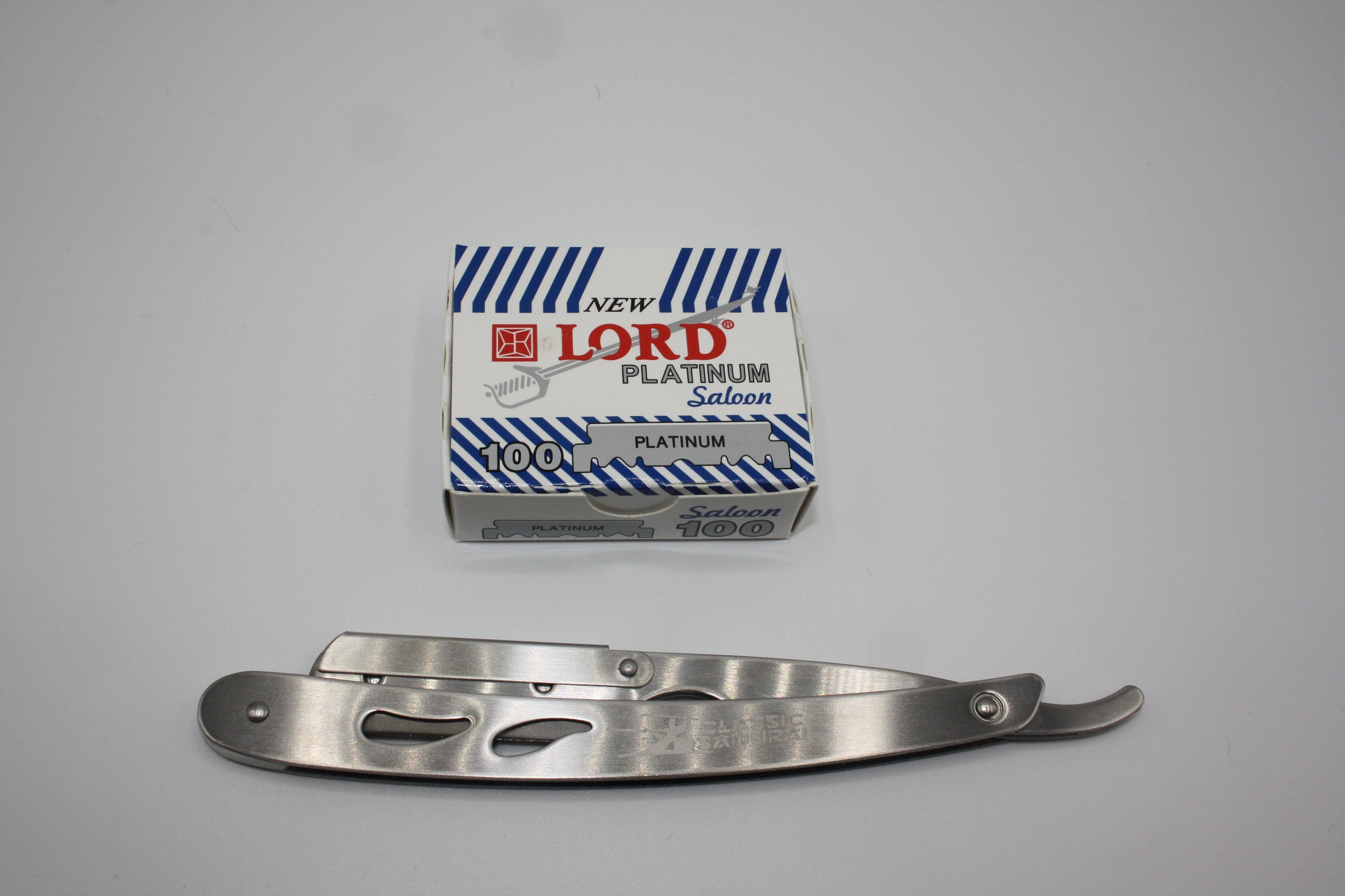 Classic Samurai CS-102 Stainless Steel Shavette Razor and Lord Platinum ...