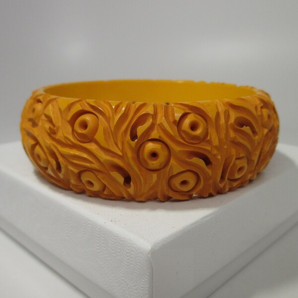 Bakelite Carved Bracelet - Etsy