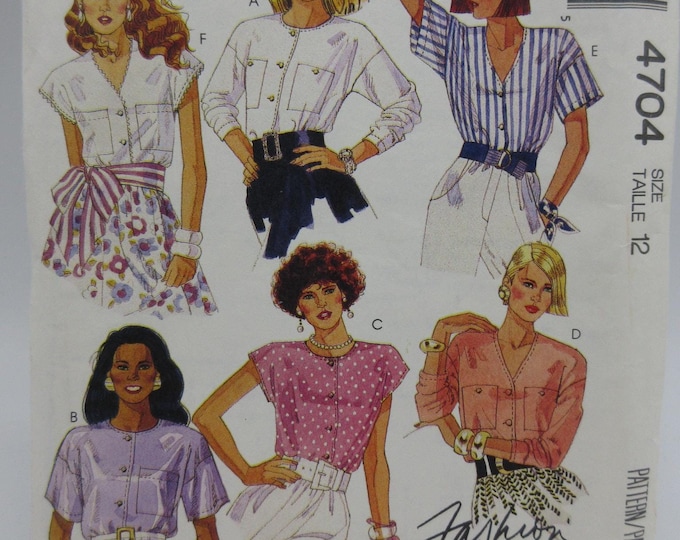 Vogue Very Easy Blouse Pattern Uncut Factory Folded 14 16 18 Loose Fit ...