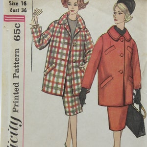 Simplicity 3/4 Length Coat and Slim Skirt Size 16 Bust 36 Inches ...