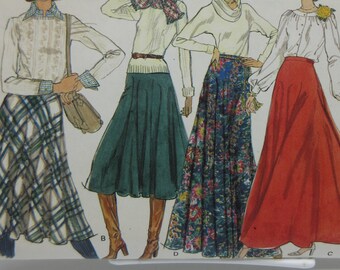 Very Easy Vogue Uncut Skirt Pattern 24 Inch Waist Fit and Flare Skirt ...
