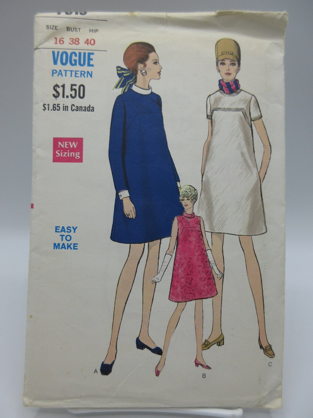 Vogue Easy Maternity Career Dress or for Evening or Day Dress A-line ...