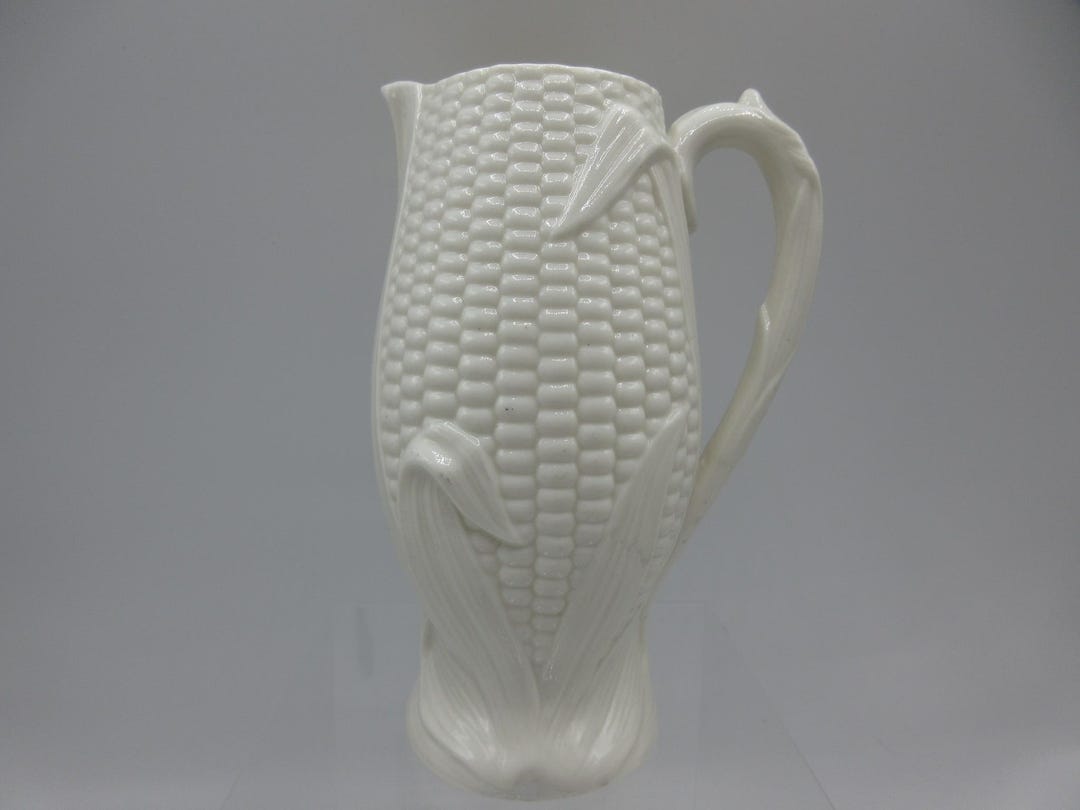 Vintage Majolica White Corn Pitcher Victorian Reproduction of an 1842 ...