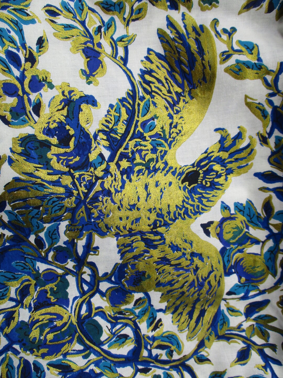 Tropical Bird Fabric Veritable Java Hollandais 1468R Labeled, Gold ...
