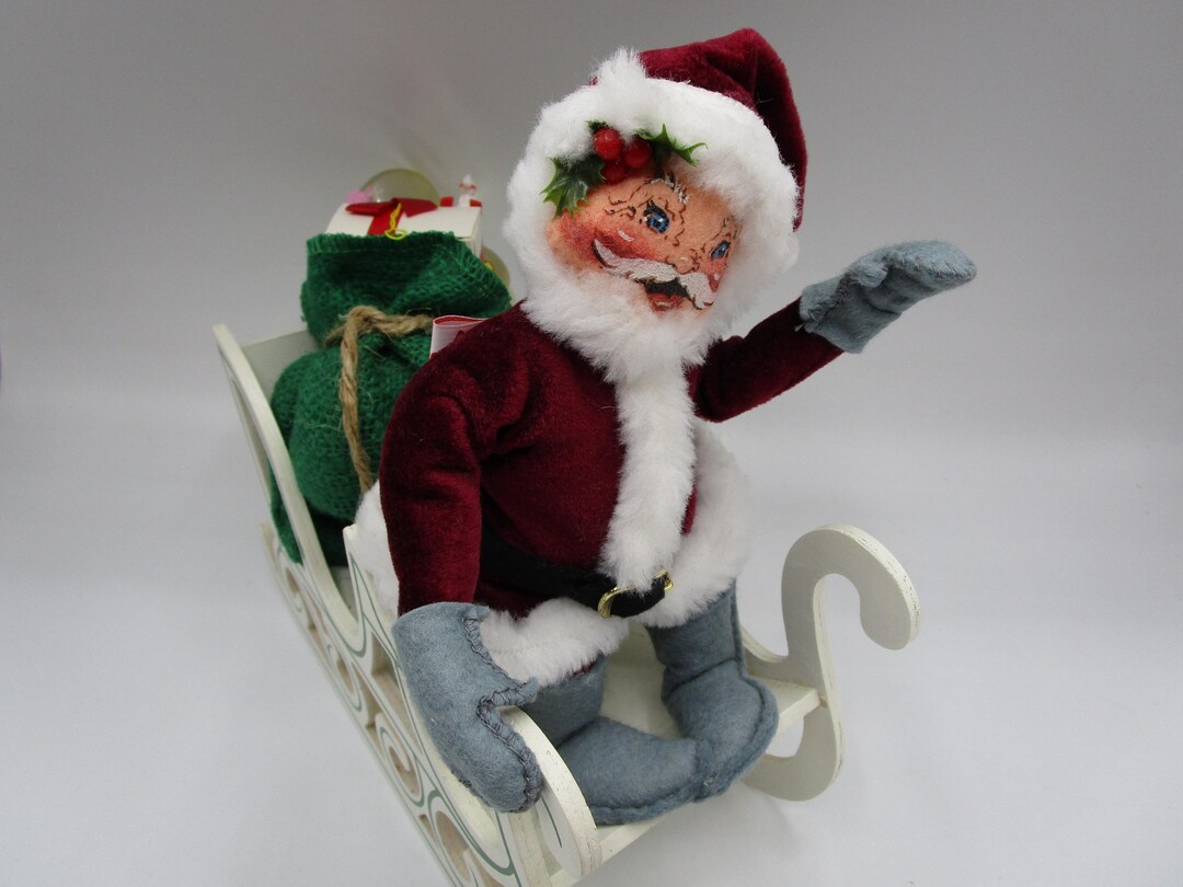 Annalee 10" Santa in Sleigh With Bag of Toys Poseable Collectible Santa ...