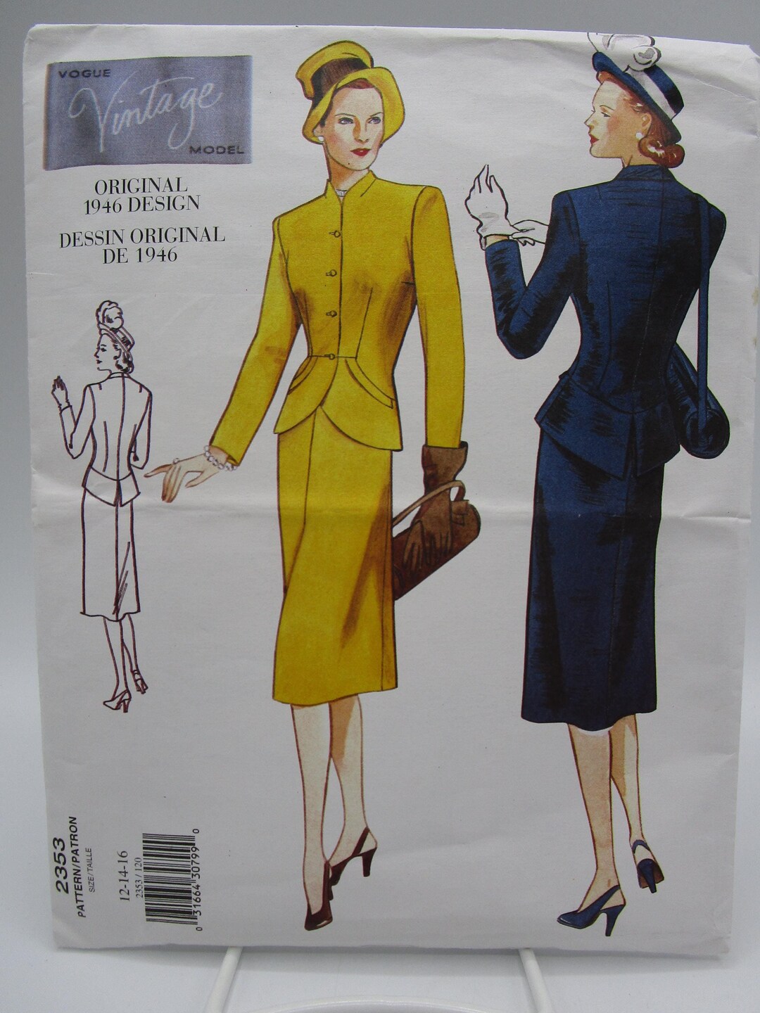 Vogue 1940s Skirt Suit Pattern Sizes 12 14 16 Bust 34 to 38 Reissued in ...
