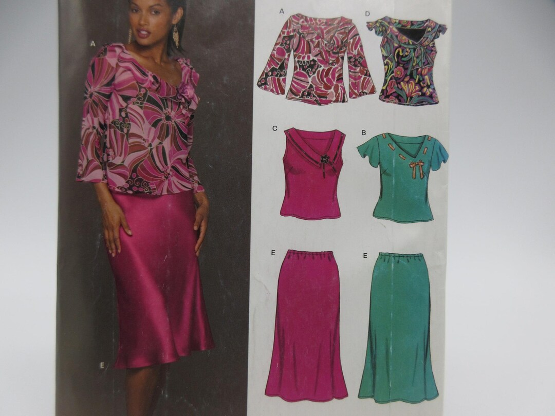 New Look Skirt and Tops Pattern Sizes 8 to 18 Bust 34" to 44" Four Tops ...