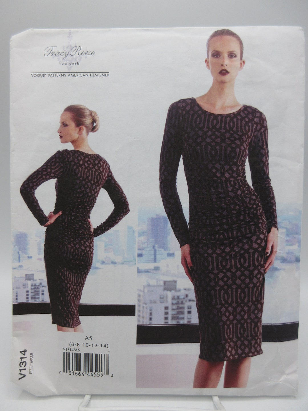 Vogue Easy Dress Pattern 6 - 14 Bust 32.5" - 36" Stretch Knits Uncut FF ...