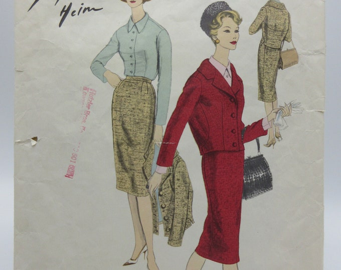Vogue Paris Original 1950s Jacques Heim Jacket, Slim Skirt, Blouse 14 ...