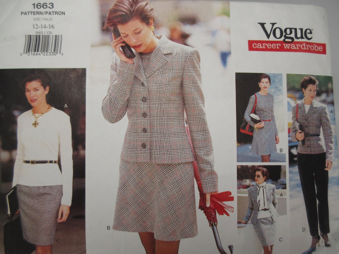 Vogue Career Wardrobe Pattern 5 Pieces Sizes 12 14 16 Jacket - Etsy