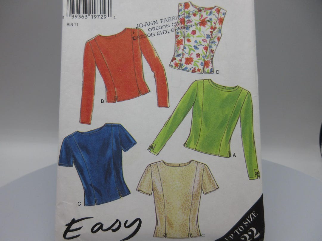New Look Easy Top Pattern 4 Styles Sizes 10 to 22 Bust 36" to 48" With ...
