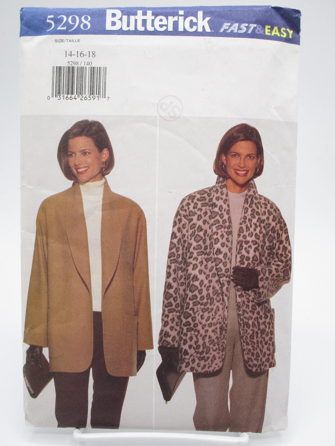 Butterick Fast and Easy Jacket Pattern Sizes 14 16 18 Bust 36" to 40 ...