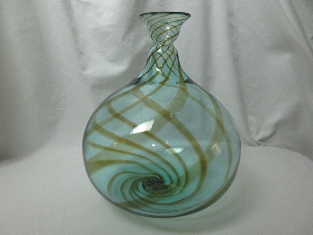 Blenko Large Hand Blown Balloon Vase by Don Shepherd 1982 and 1983 Hand ...