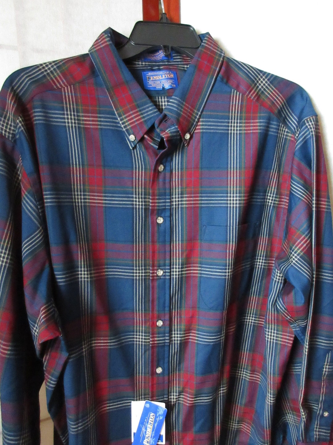 NOS Pendleton Men's 3XL Wool Shirt With Tag Sir Pendleton Plaid Blues ...