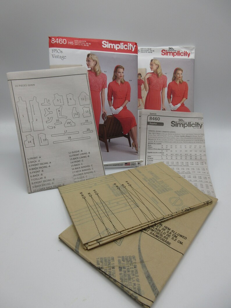 Simplicity 8460 Reissue 1950s Dress With Jacket and Lace Uncut - Etsy