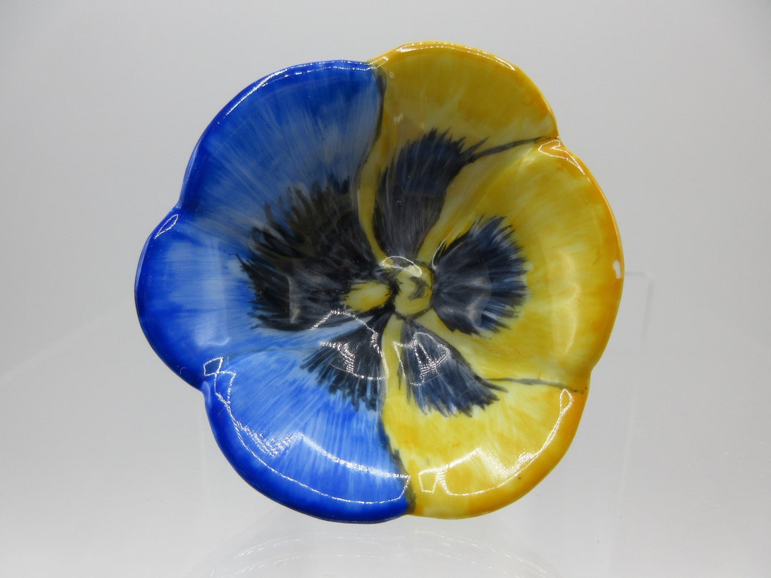 Limoges Flower Trinket Box Hand Painted Artist Signed Blue and Yellow ...