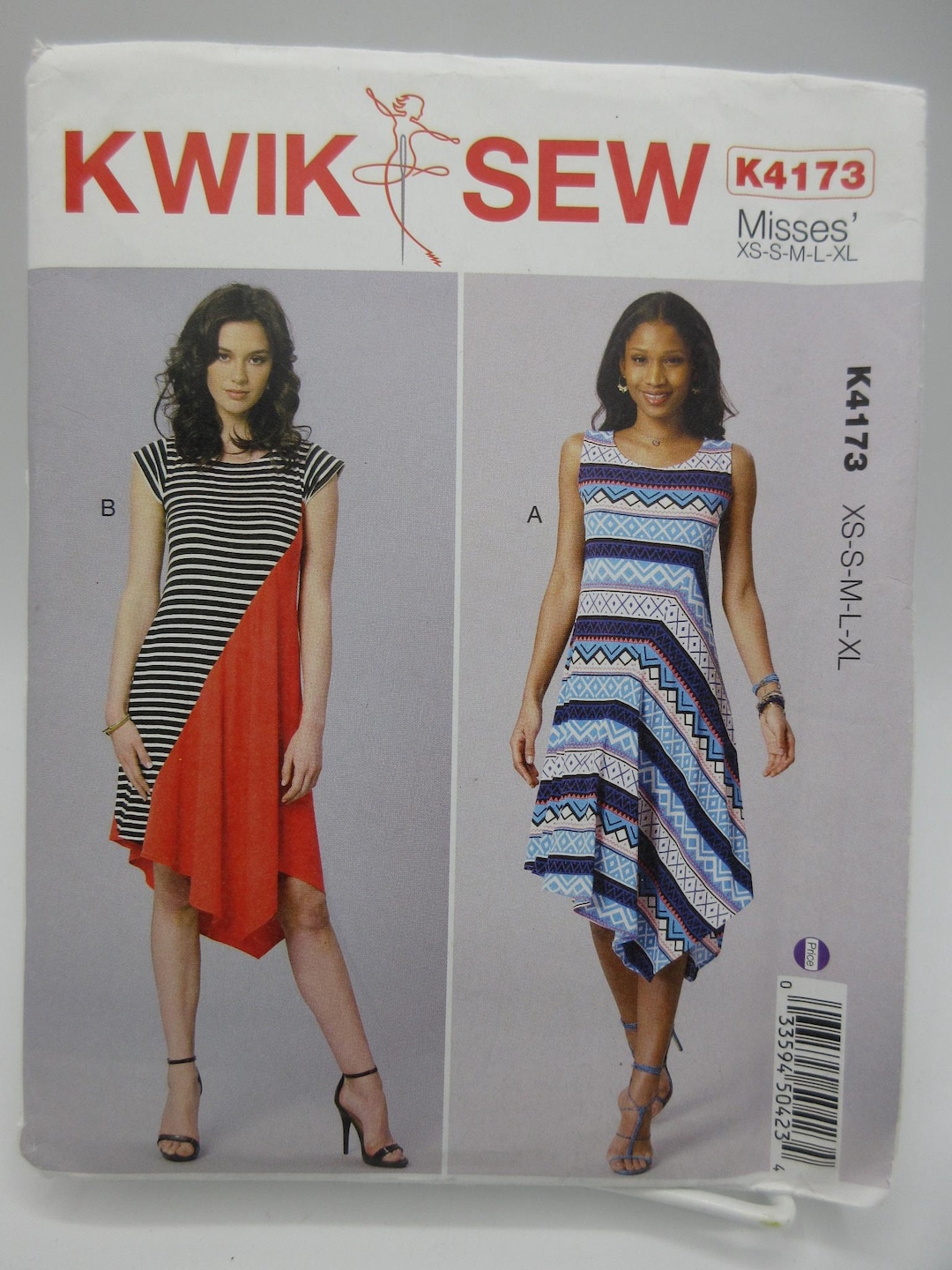 Kwik Sew Knit Dress Pattern XS S M L XL Bust 31.5" to 45" Uncut FF Kwik ...