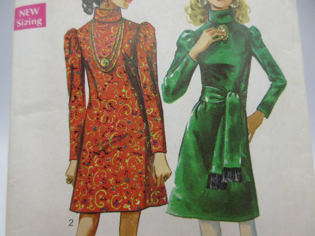 Simplicity Jiffy Dress Pattern 1960s Mod Style Dress Bust 34" Warm or Cool Weather Fabrics Uncut ...