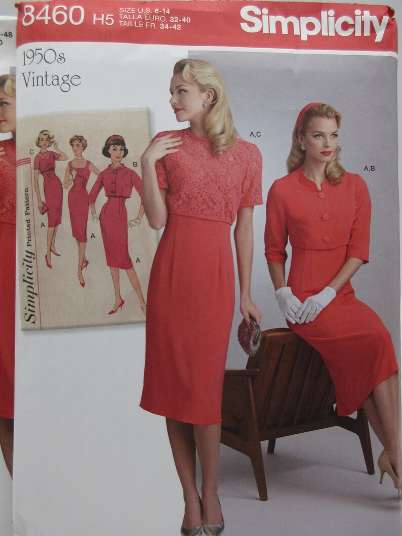 Simplicity 8460 Reissue 1950s Dress With Jacket and Lace Uncut - Etsy