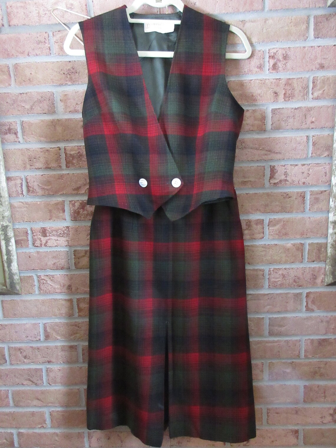 Pendleton Plaid NOS 1950s Red and Green Vest and Skirt XS/S - Etsy