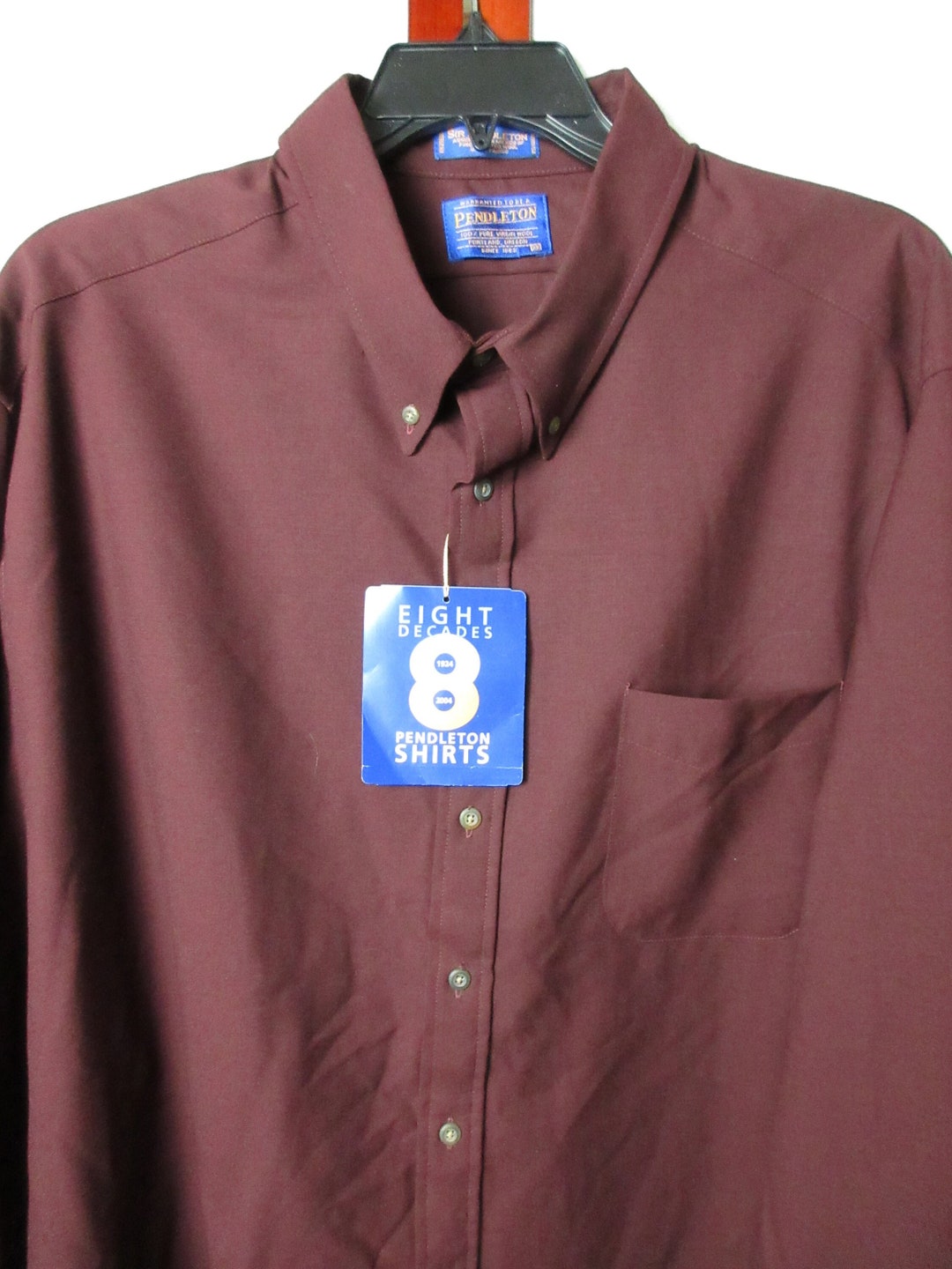 NOS Pendleton Men's 3XL Burgundy Sir Pendleton Wool Shirt Lightweight ...