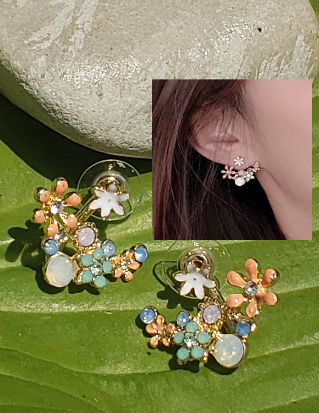 Colorful Front Back Earrings//floral Front Back Earrings//whimsical ...