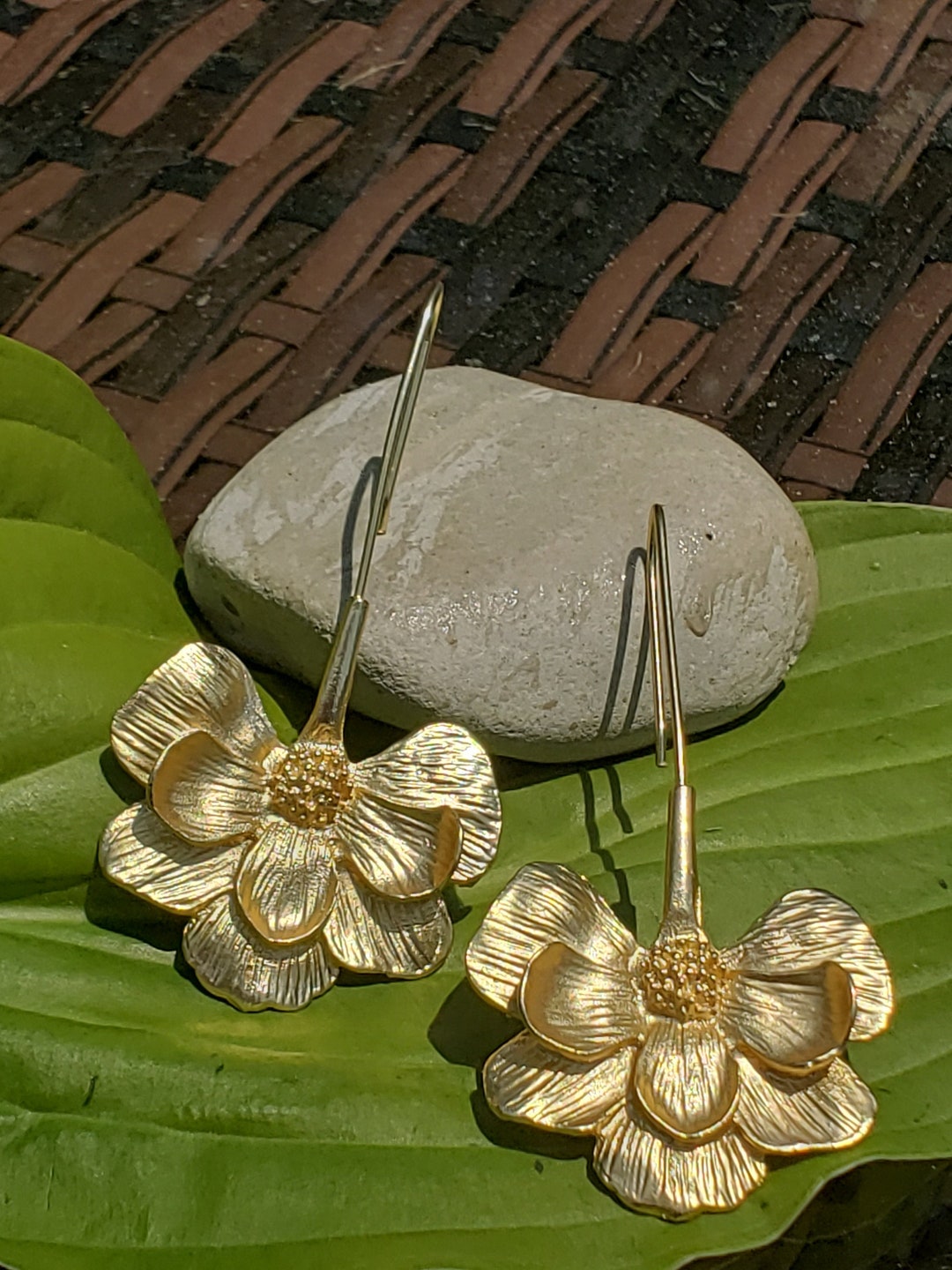 Gold Flower Earrings// Filled Gold Daisy Earrings// Bohemian Style ...