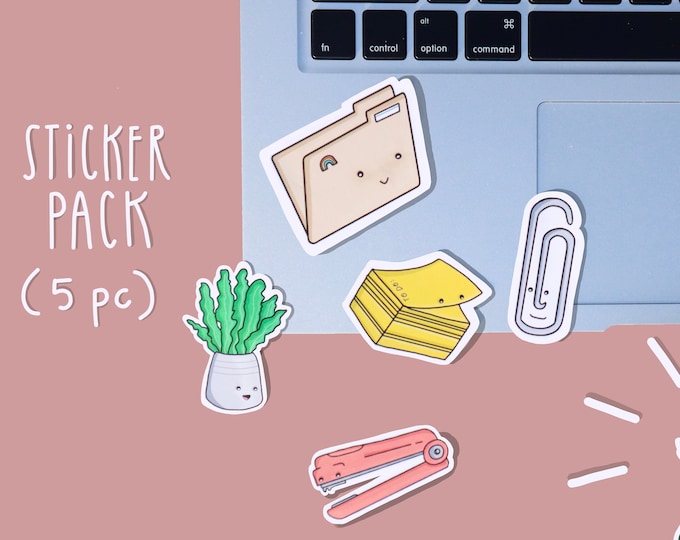 Cute 'desk Essentials' Sticker Pack, Vinyl - Etsy