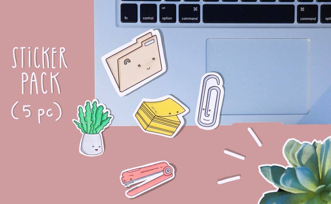 Cute 'desk Essentials' Sticker Pack Vinyl - Etsy