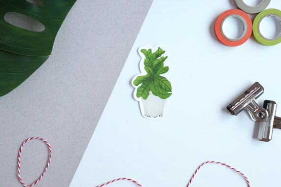 Paper & Party Supplies Paper Brown Fig Tree Plant Sticker ~ Houseplant ...
