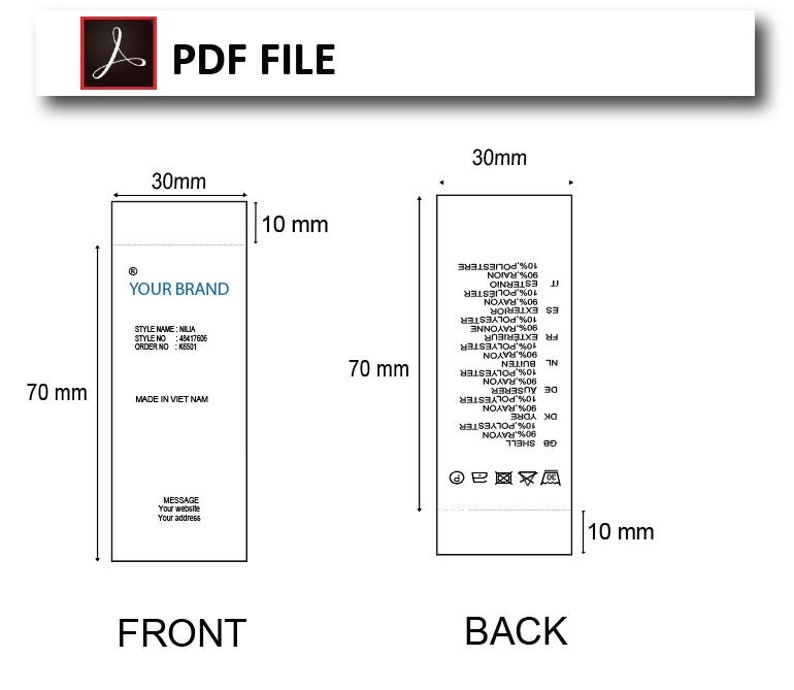 Care Label Template, Fashion Label Template | Instant Download | PDF ...
