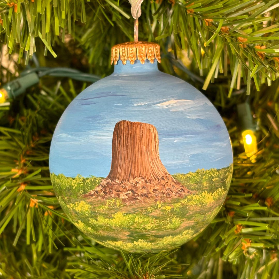 Devil's Tower Hand Painted Christmas Ornament, Bear Lodge National ...
