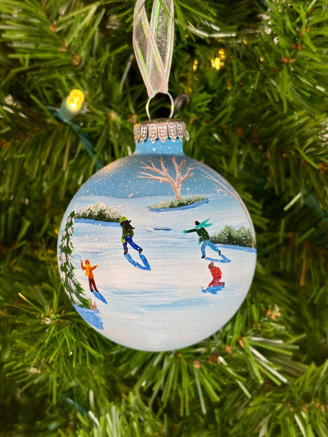 Hand Painted Family Snowball Fight Glass Ornament - Etsy