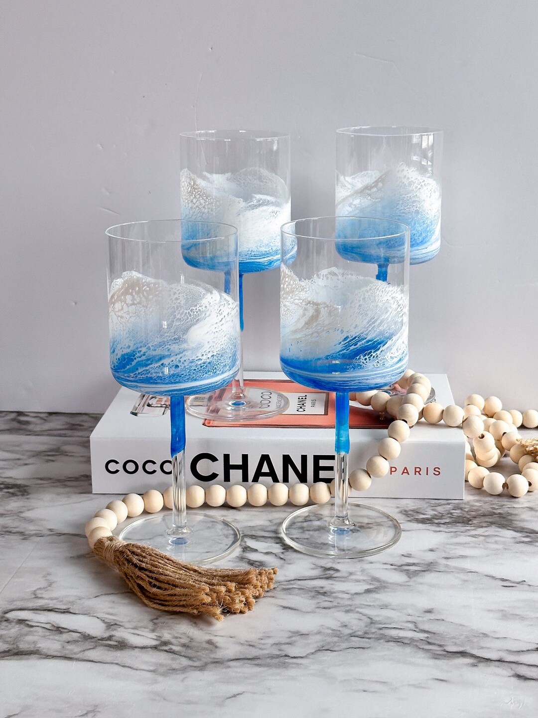 Ocean Waves Crystal Wine Glasses,housewarming Gift, Resin Ocean Glass ...