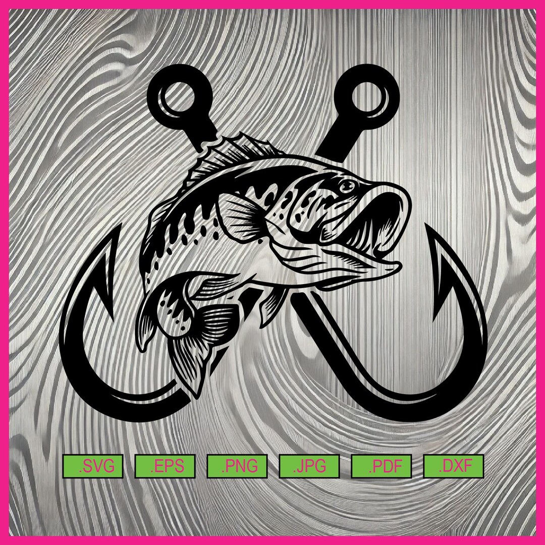 Crossed Fish Hooks Svg, Bass Fishing Svg, Fishing Hook Svg, Fisherman ...