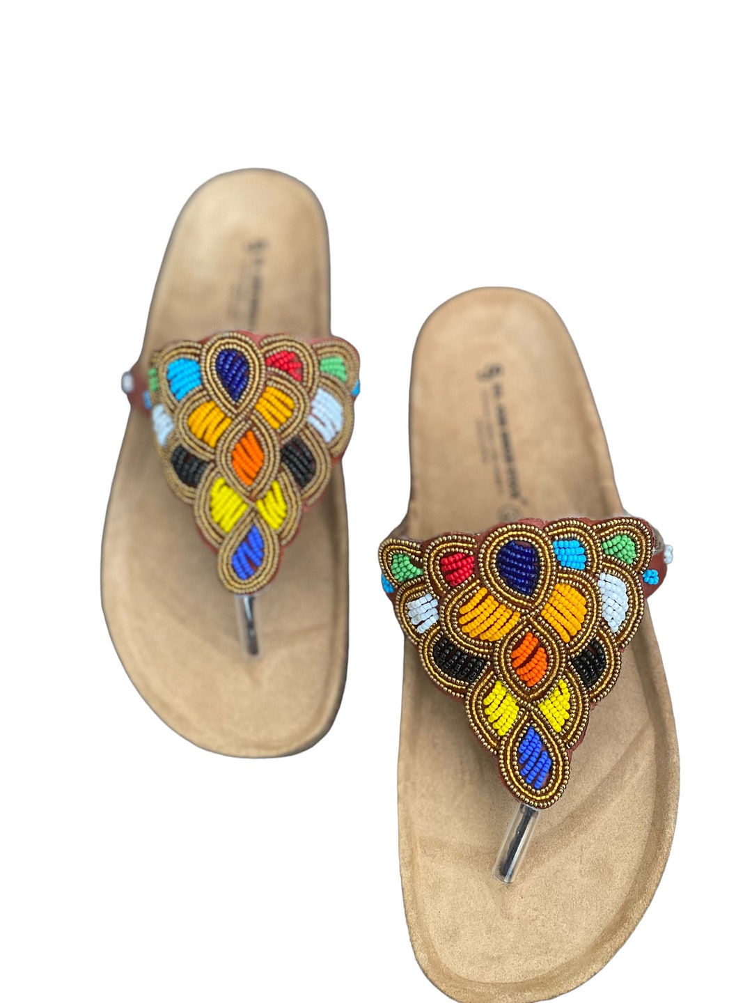 ON SALE African Summer Sandals, Masai Beaded Sandals, African Leather ...