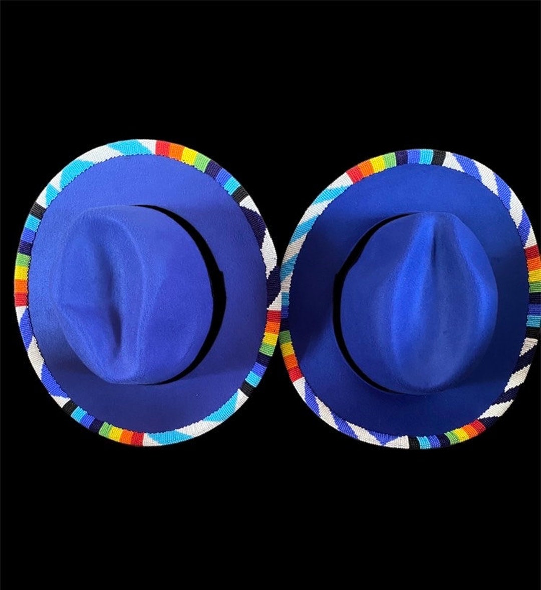 2 Fedora Hats,beaded Fedora Hat, Rim Hat, Gift for Her, Gift Foe Him ...