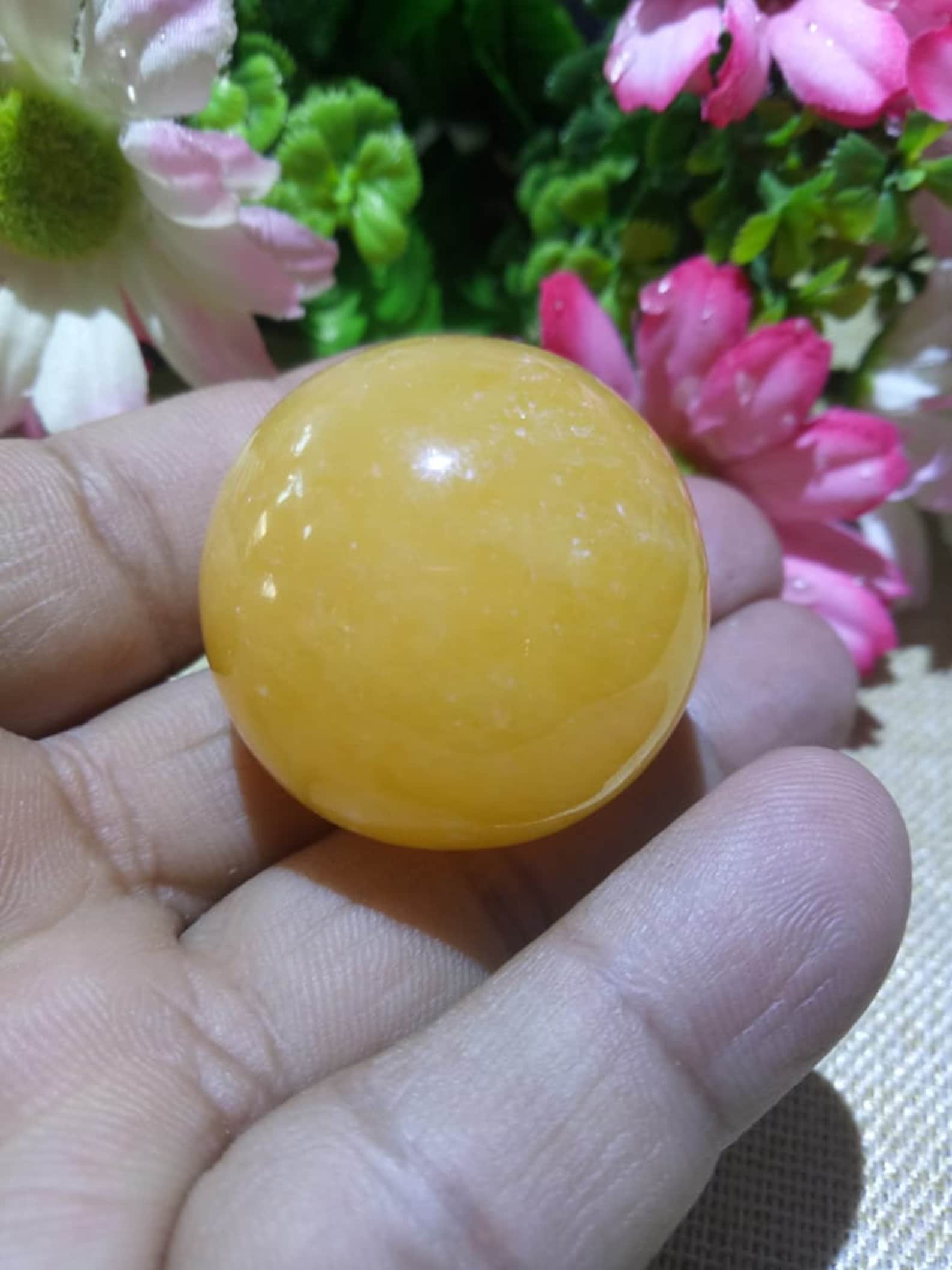 Yellow Fluorite Stone Sphere Orb Ball 40MM Solar Plexus Chakra - Etsy