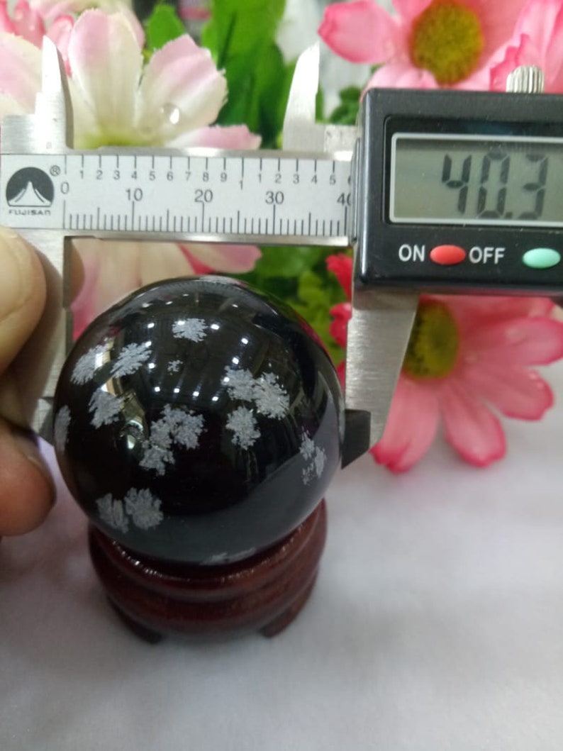 Snowflake Obsidian Stone Sphere Ball Orb 40 MM Healing Energy - Etsy