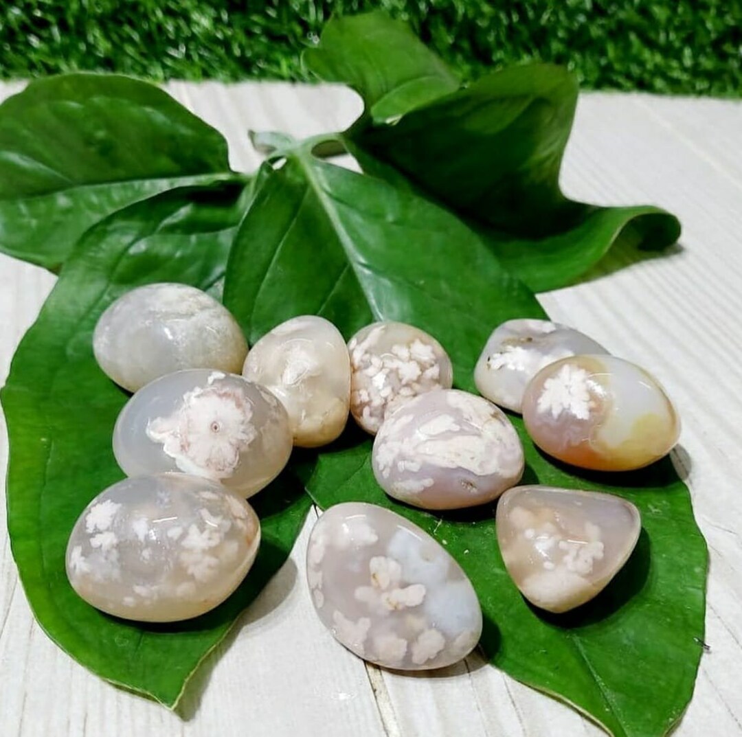 Flower Agate Tumbled Stone Cherry Blossom Sakura Tumble - Etsy