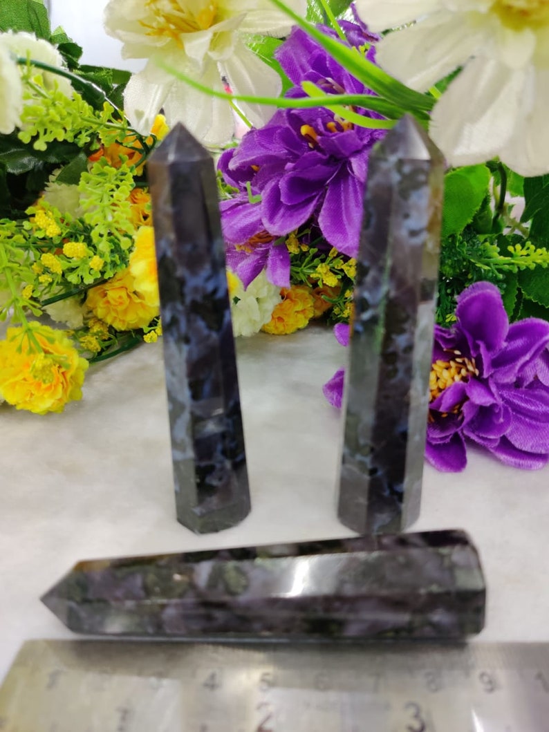 Mystic Merlinite Stone Indigo Gabbro Wand Obelisks Point One - Etsy