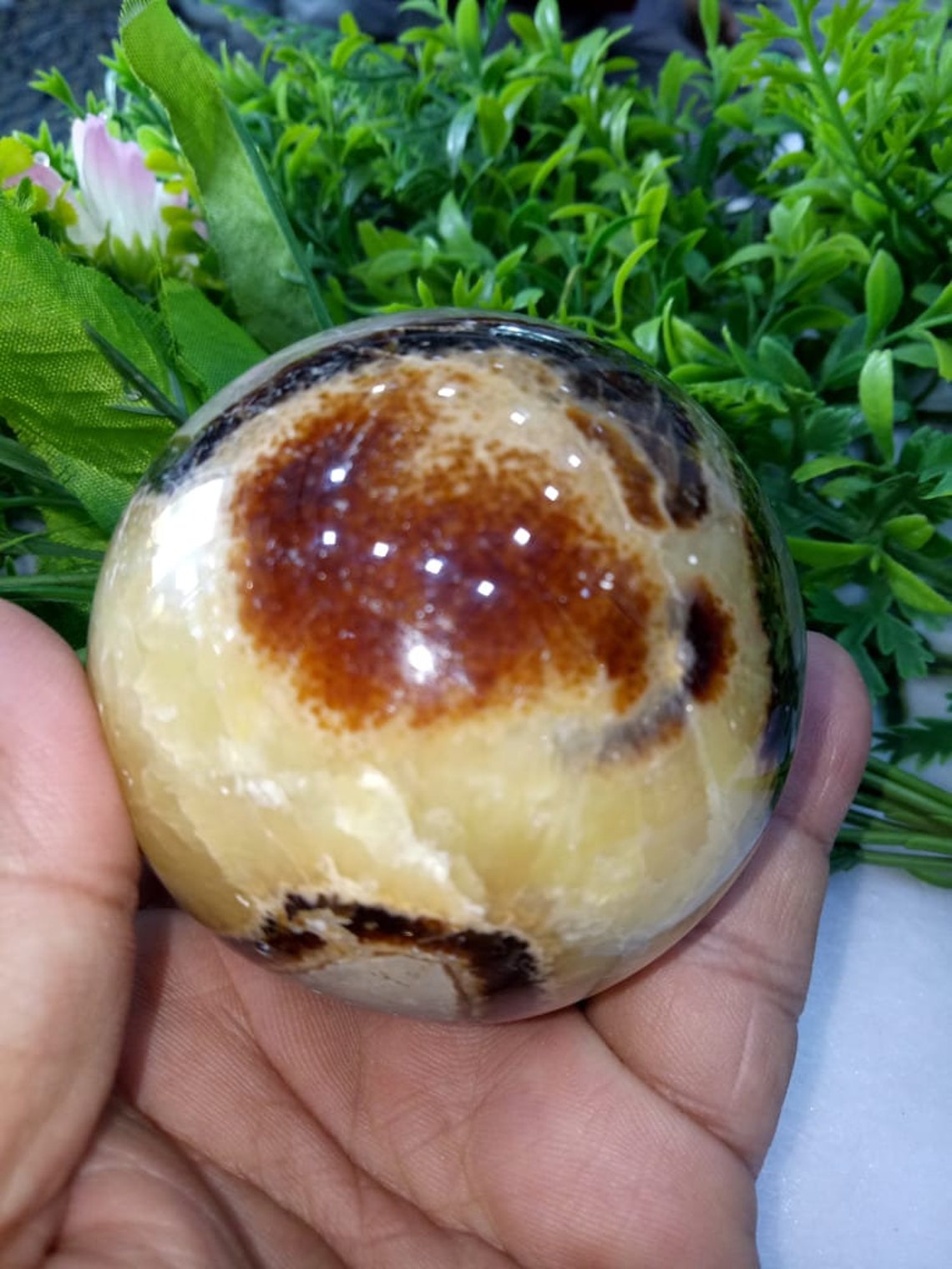 Septaria Stone Sphere Ball 60 MM 70 MM Brown Lines Aragonite | Etsy