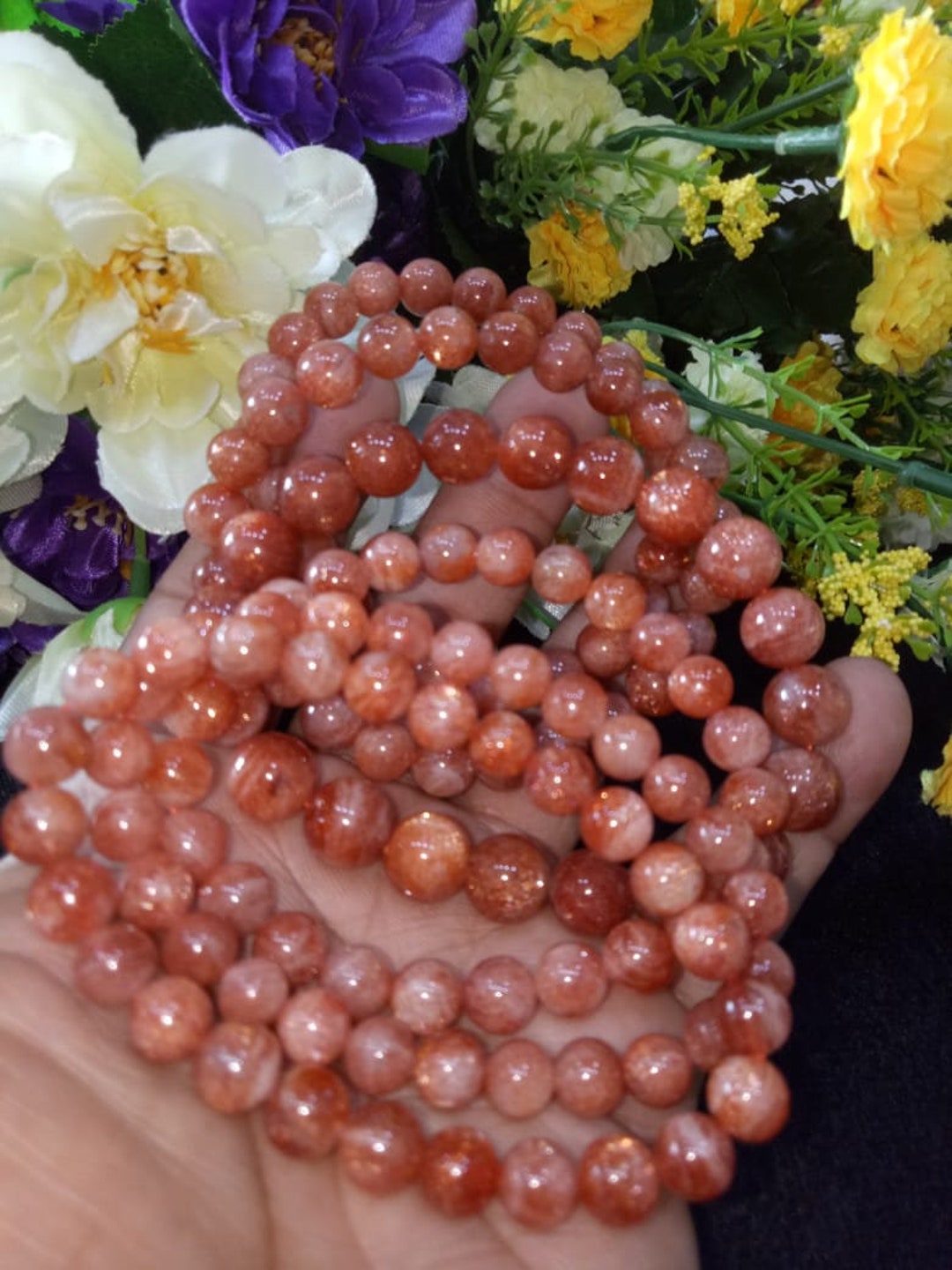 Sunstone Bracelet 6mm, 8mm,10mm Sunstone Jewelry, Positive Energy ...