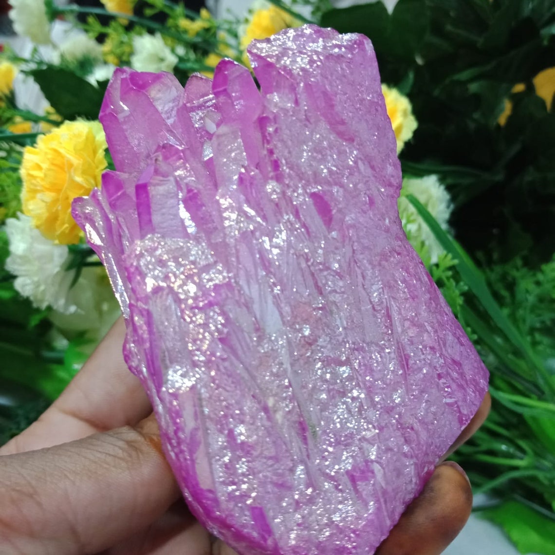 Pink Flame Rainbow Aura Quartz Mineral Crystal - Etsy